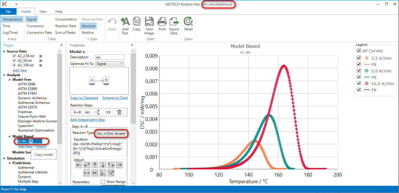 Master-Plot - NETZSCH Kinetics Neo